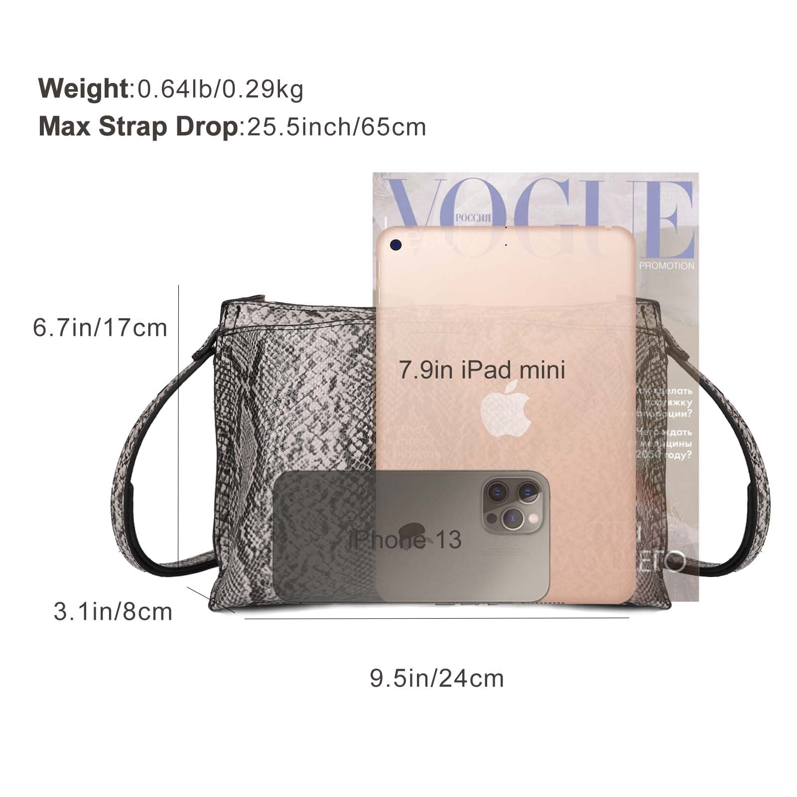 AFKOMST Small Crossbody Bags for Women Snakeskin Shoulder Purse and Handbag Faux Leather