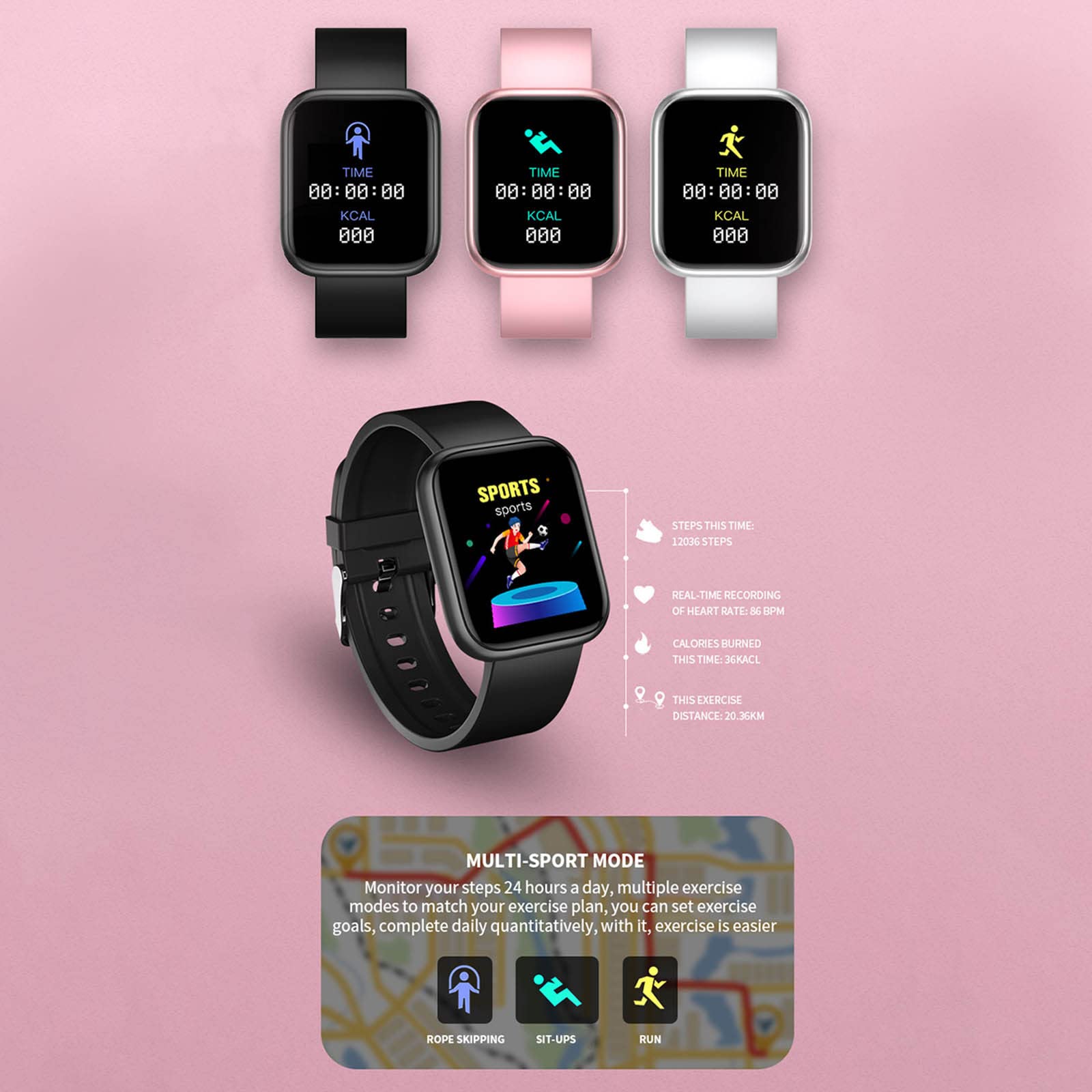 2022 New Smart Watch Multi-Function, Smart Watch with HD Touchscreen, Exercise Sleep Detection Fitness Multi-function Long Standby, 1.3 Inch IP67 Waterproof Heart Rate for Friends (Black)