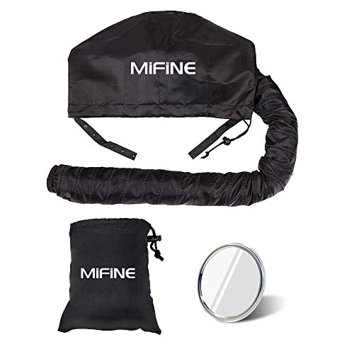 Bonnet Hood Hair Dryer Attachment - Adjustable Extra Large Bonnet Hair Dryer for Hand Held Hair Dryer with Stretchable Grip and Extended Hose Length (Black)