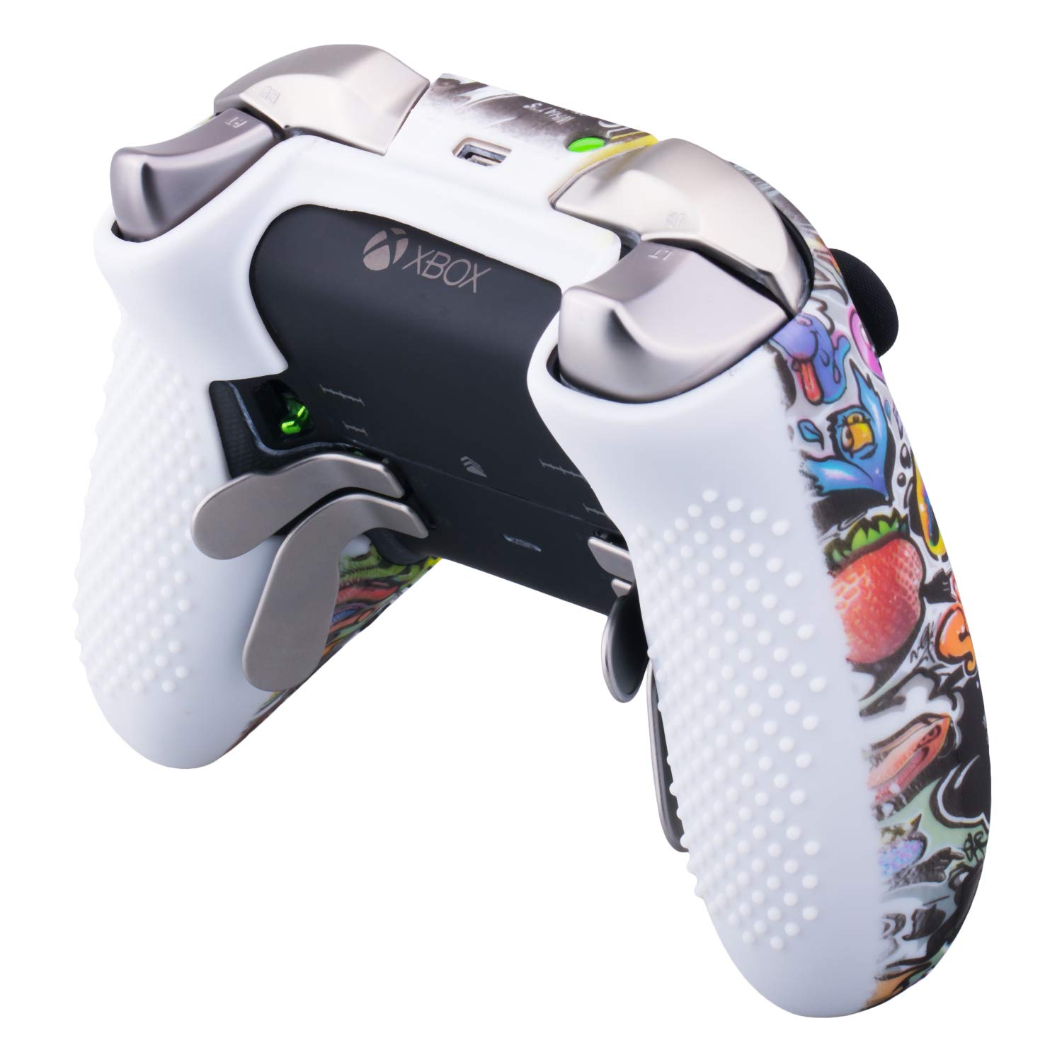 9CDeer 1 x Protective Customize Transfer Print Silicone Cover Skin Strawberry + 6 Thumb Grips Analog Caps for Xbox Elite Wireless Controller Compatible with Official Stereo Headset Adapter
