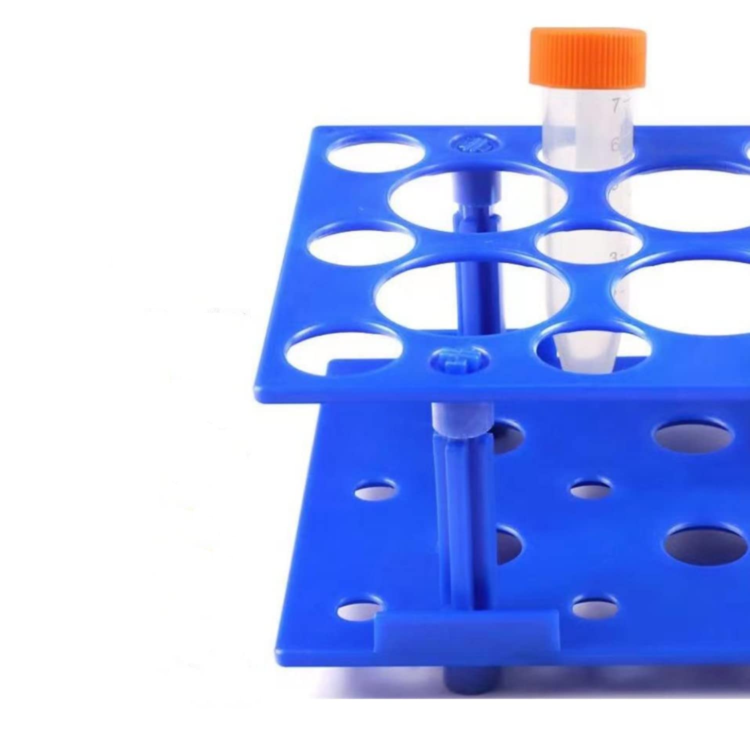 2 Pack Plastic Test Tube Racks, Centrifuge Tube Rack for 10ml/ 15ml/ 50ml, Laboratory Holder, Blue and Orang