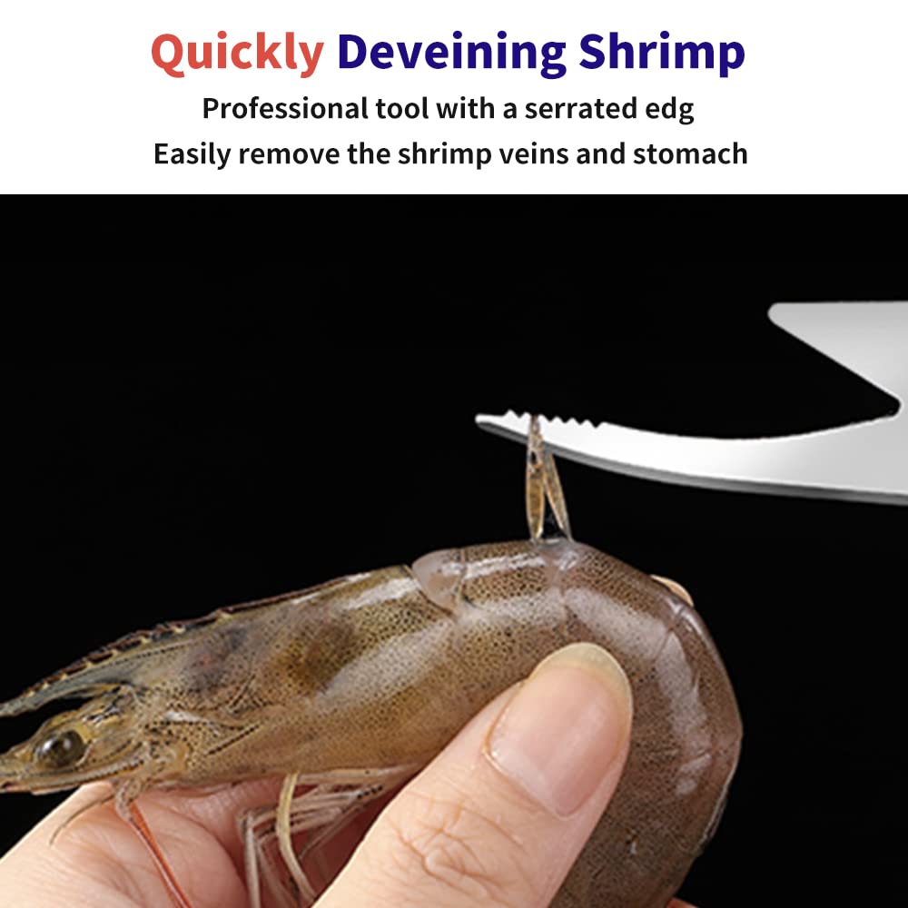 ADORAMBLING 2PC Shrimp Deveiner Tool Stainless Steel Shrimp Deveining Tool Efficient Shrimp Peeler and Deveiner Tool Portable Shrimp Cleaner Shrimp Knife for Easy Shrimp Deveining Shrimp Cleaning Tool