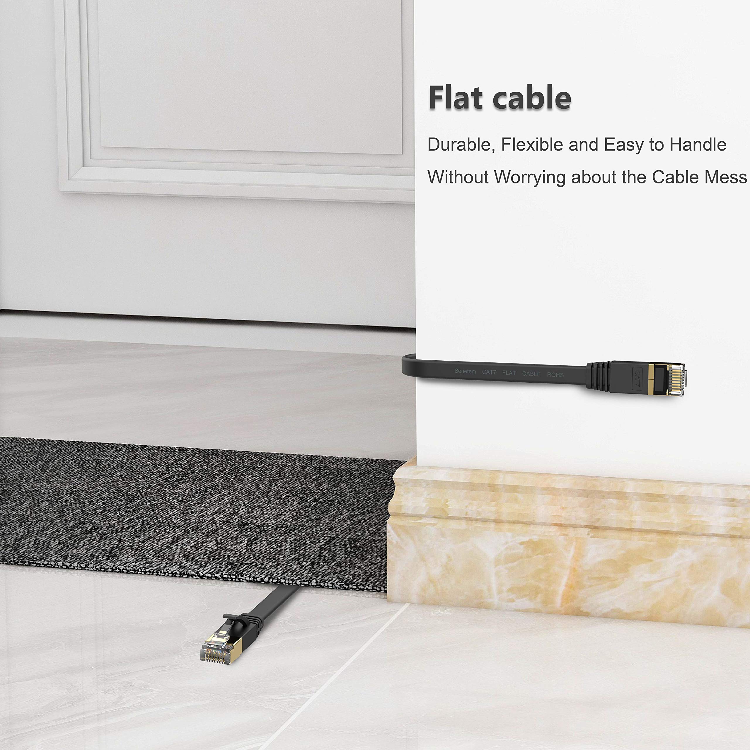 Cat 7 Ethernet Cable 25 ft High Speed 10Gbps 600MHz, Shielded Ethernet Cord, LAN Cable with RJ45, Weatherproof Flat Internet Network Patch Cord, Fast LAN Wire for Gaming, PS5/4/3, Xbox, Modem, Router