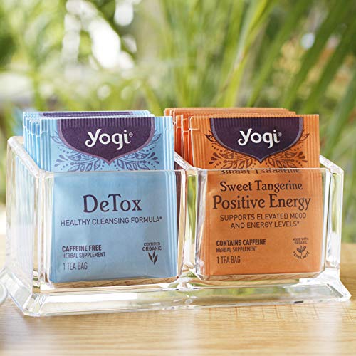 Oak Savanna Tea Bag Organizer Holder Caddy Small for Sugar Packet Coffee Condiment Storage Clear Acrylic for Kitchen Pantry Cabinet Airbnb Countertop Tabletop