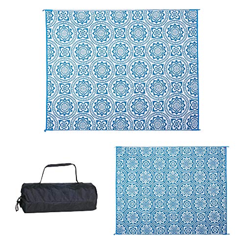 Stylish Camping 258103 Outdoor Mat β Virgin Polypropylene-Easy to Clean β Perfect for Picnics, Cookouts, Camping, The Beach, and Patio, 8'x10', Turquoise/White