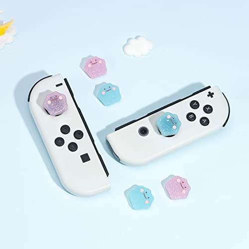 4PCS Jusy Thumb Grip Caps Compatible with Nintendo Switch/OLED/Switch Lite, Soft Silicone Joy-Con Joystick Grip Cute 3D Analog Stick Cover Doughnuts, 132