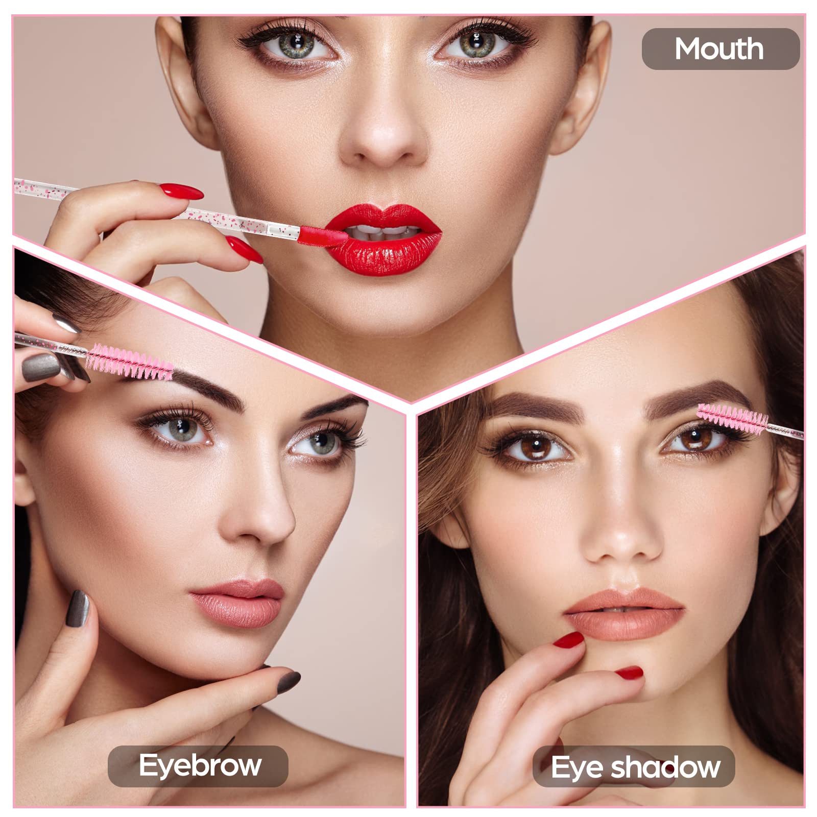 200 Disposable Lip Brush and Mascara Wand Spoolies Suitable for Lipstick and Eyelash Extensions and Eyebrow Brush (Type A)