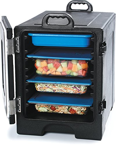 Carlisle PC300N03 Cateraide End-Loading Insulated Food Pan Carrier, 5 Pan Capacity, Black + 10201B07 StorPlus Full Size Polycarbonate Food Pan, 4 Deep, Clear