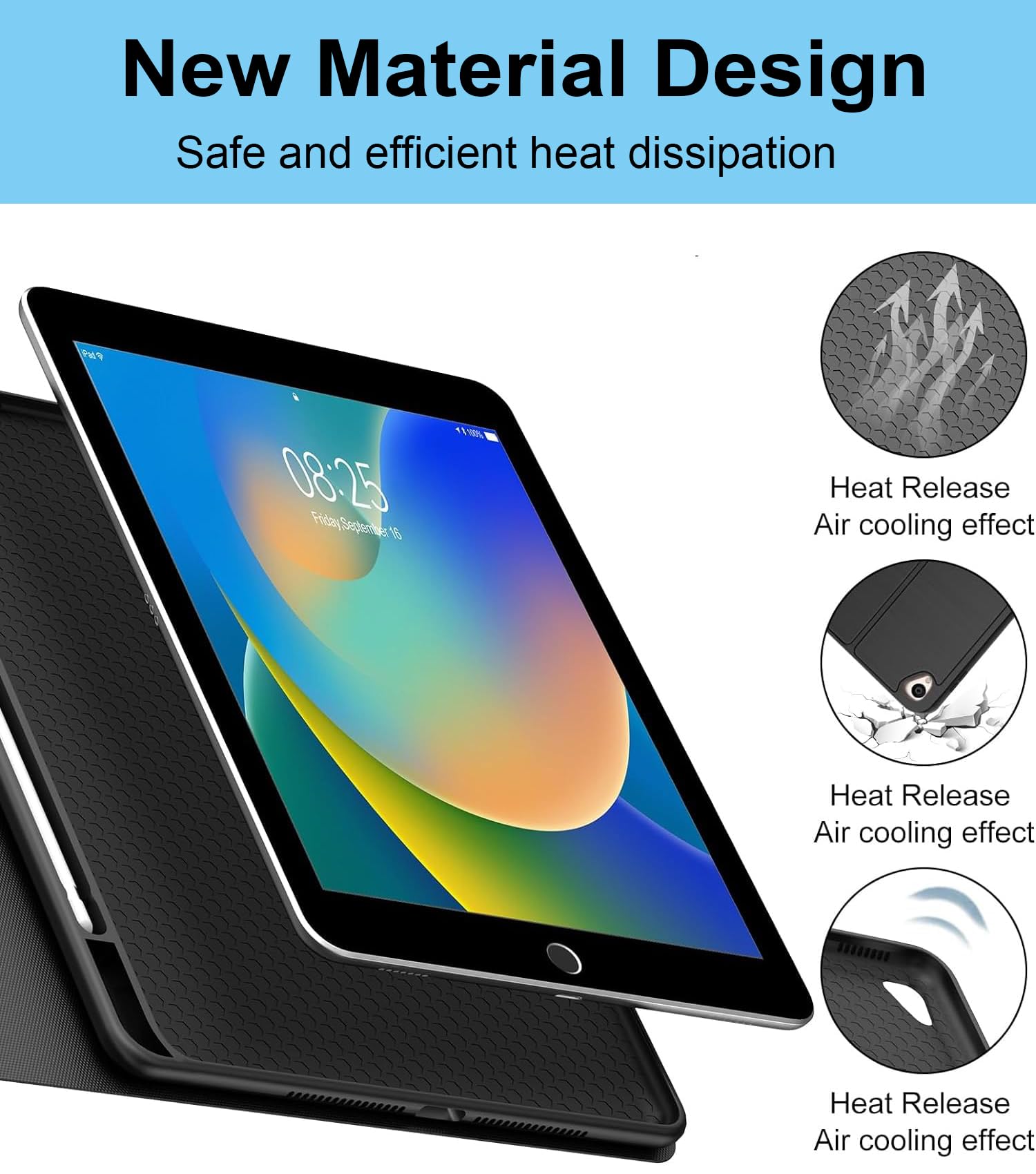 BORIYUAN iPad 10.2 inch Case with Keyboard, Detachable Bluetooth Keyboard with 7 Color Backlit, Slim Folio Smart Cover with Pencil Holder for iPad 9th/8th/7th Gen/iPad Pro 10.5"/iPad Air 3rd Gen Black
