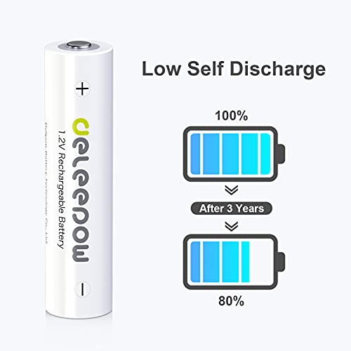 Deleepow AAA Rechargeable Batteries Nimh 1100mAh 1.2V Batteries AAA Rechargeable High Capacity 1200 Cycles Pack of 8