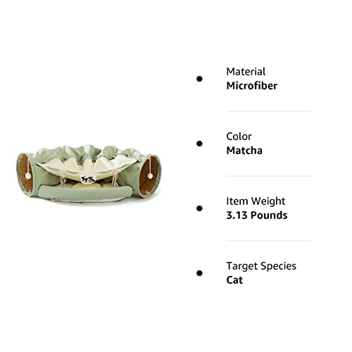 HIPIPET Cat Tunnel for Indoor Cats, Cat Tube with Collapsible Washable Cat Bed,Premium Cat Toy for Small Medium Large Cat.(Matcha)