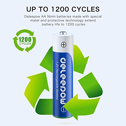 Deleepow Rechargeable AAA Batteries 1100mAh 1200Cycles Nimh AAA Rechargeable Batteries 1.2V 1200Cycles 16-PCS(Only Battery)