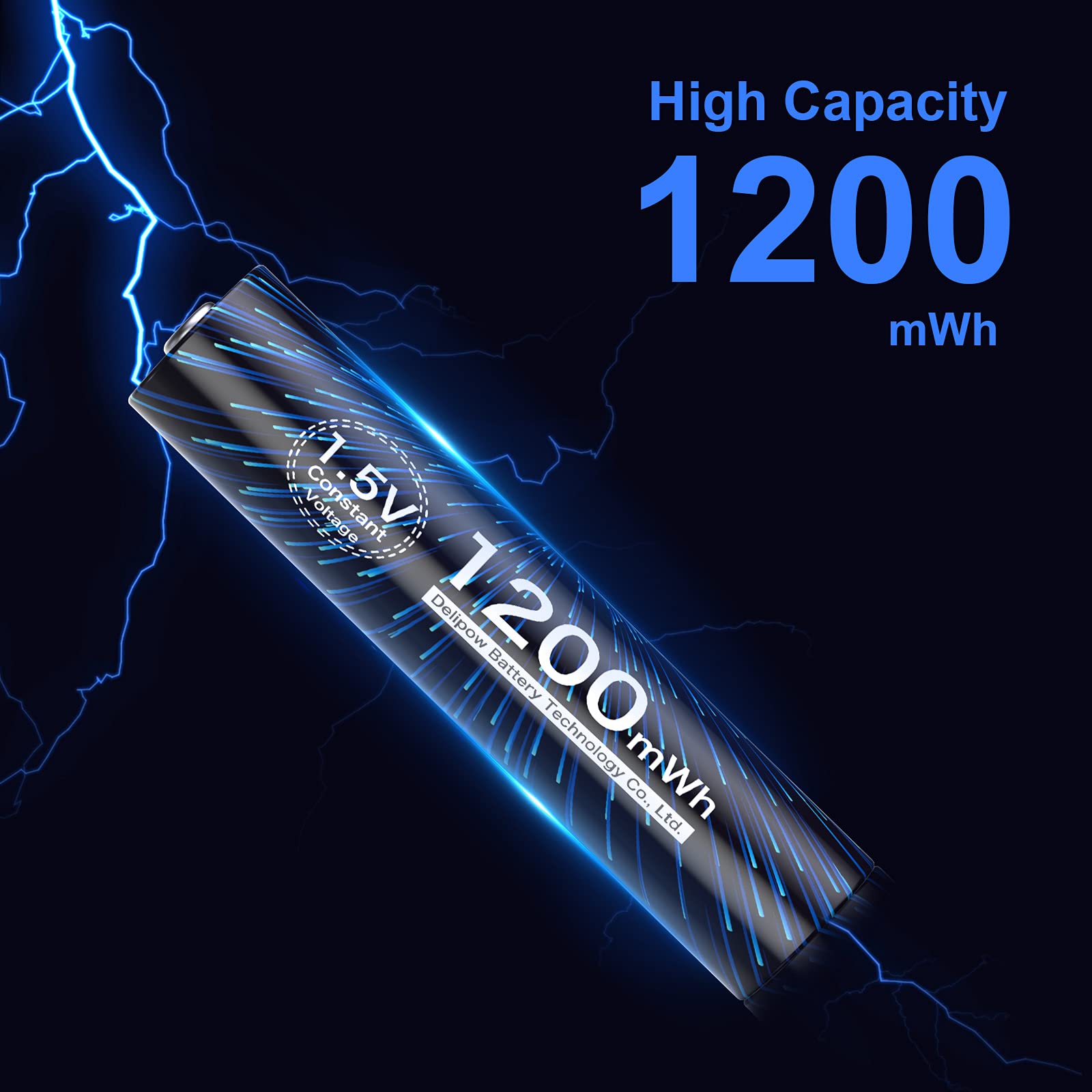 Deleepow Rechargeable Lithium AAA Batteries 1.5V 1200MWH Triple A Batteries 1500 Cycles 4-Pack