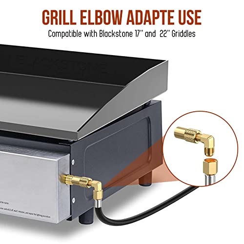 7 FT RV Propane Quick Connect Hose to Grill, BBQ Quick Release LP Gas Line for Camp Chef Stove, Pit Boss Burner-1/4 Male Plug x 3/8 Female Flare-with Elbow Adapter for Blackstone 17"22"28''36''Griddle