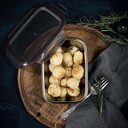 CUITISAN FLORA RECTANGLE AIRTIGHT CONTAINER NO.7 37.2oz, STAINLESS STEEL FOOD CONTAINER, WATERPROOF, MICROWAVE and DISHWASHER AVAILABLE