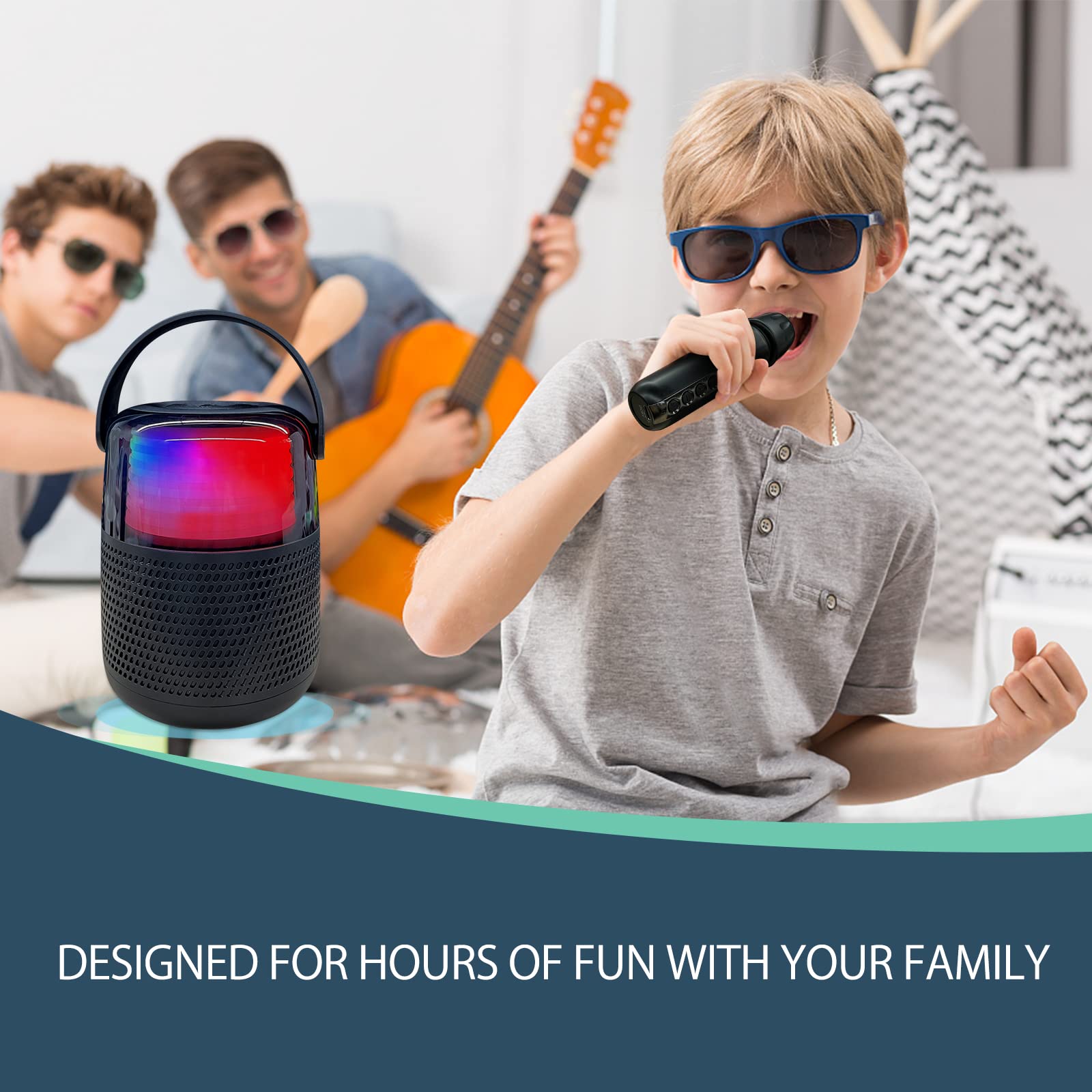 2023 New Bluetooth Karaoke Machine for Adults and Kids with Wireless Microphone - Rechargeable PA Portable Speaker System with Party Lights, Support TF, TWS, Radio, AUX, Bass&Treble -Birthday Gift