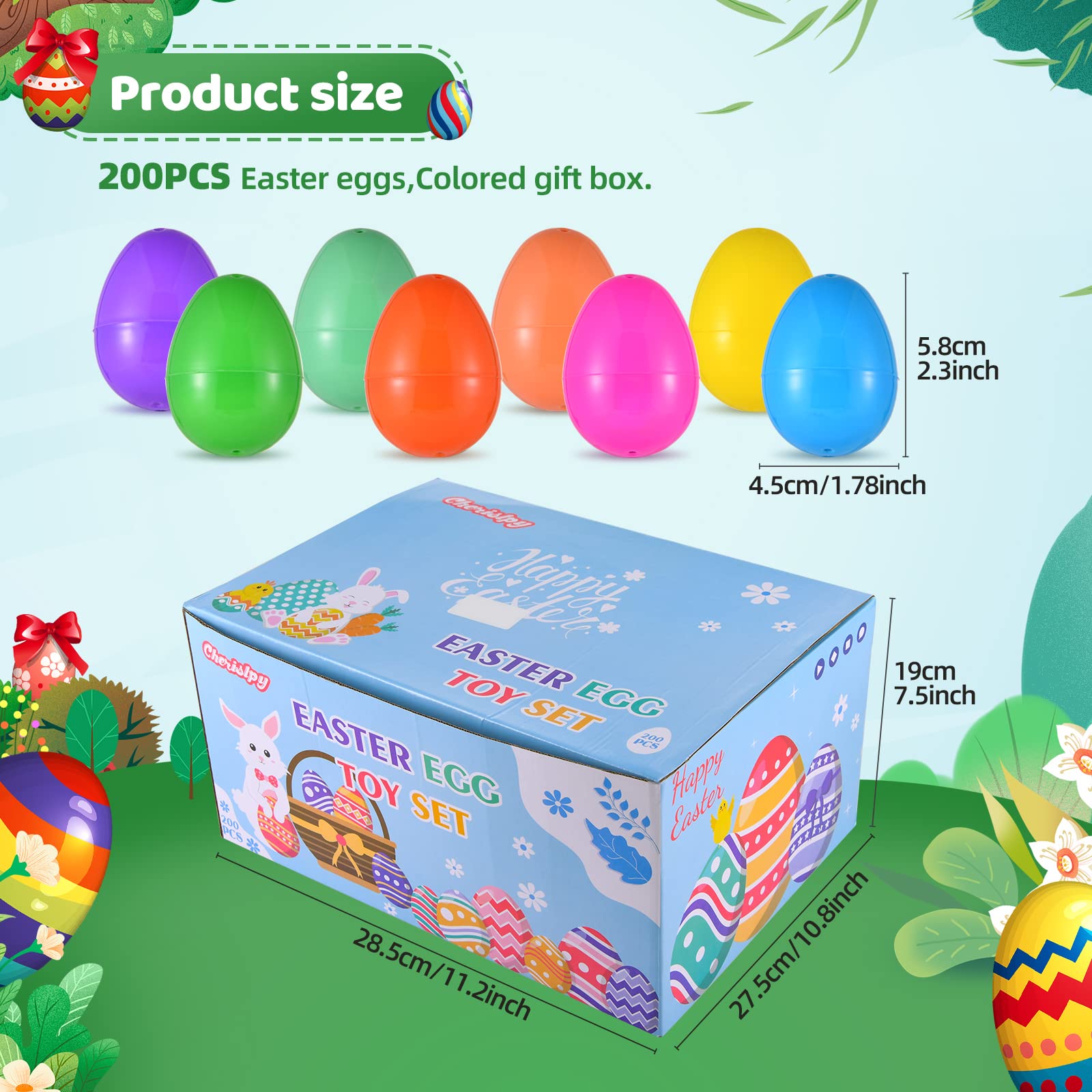 200 Pack Prefilled Easter Eggs with Mini Novelty Toys Inside and Easter Theme Assorted Toys Great for Kids Toddlers Teens Easter Party Favor Basket Stuffers Eggs Fillers
