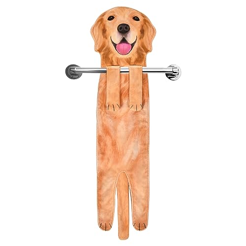 AGRIMONY Golden Retriever Dog Funny Hand Towels for Kitchen Bathroom - Dog Mom Gifts for Women Dog Dad Gifts for Men- Mothers Fathers Days Valentines Day Housewarming Gifts for Dog Lovers