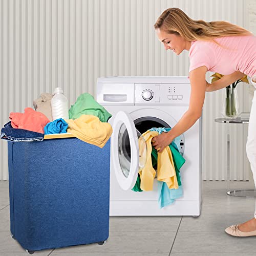 72L Laundry Hamper with Lid - Large Collapsible Laundry Basket with Wheels, Rolling Dirty Clothes Basket for Bedroom, Laundry Room, Closet, Bathroom, College