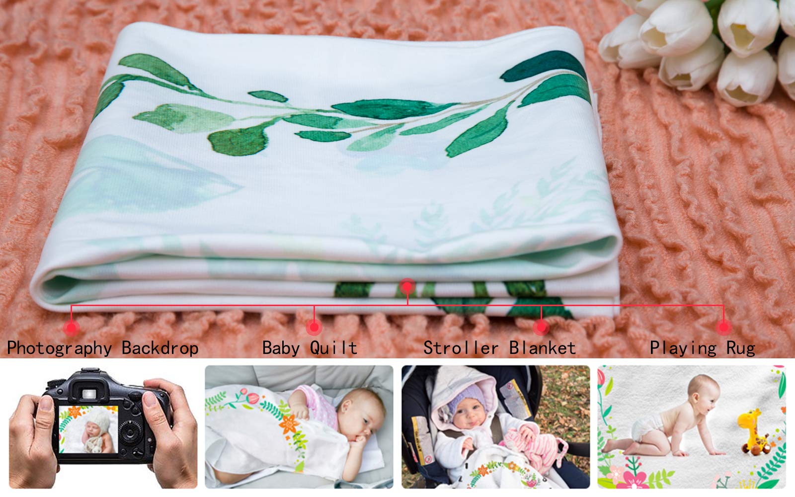 EARVO Baby Boy a Little Star Blanket, 40x40 inches Milestone Blanket Soccer Green Grass Photography Props Soft Fabric Blanket with Frame for Growing Babies EADS466