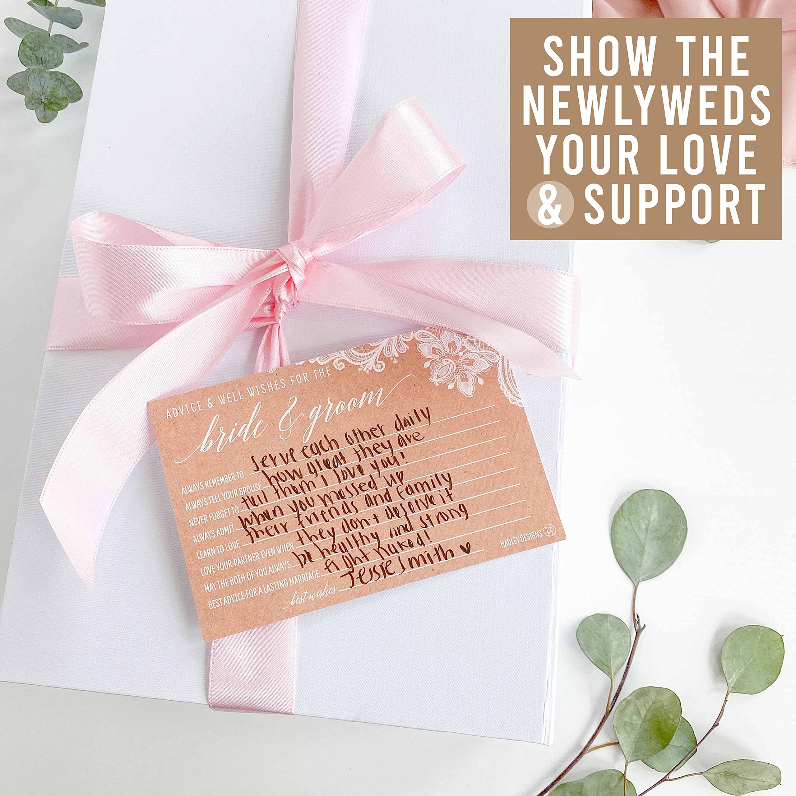 50 Wedding Advice Cards For Bride and Groom Rustic Bridal Shower Games For Guests, Wedding Card Boxes For Reception, Wedding Guest Book Alternative, Wedding Games For Guests, Advice For The Bride Card