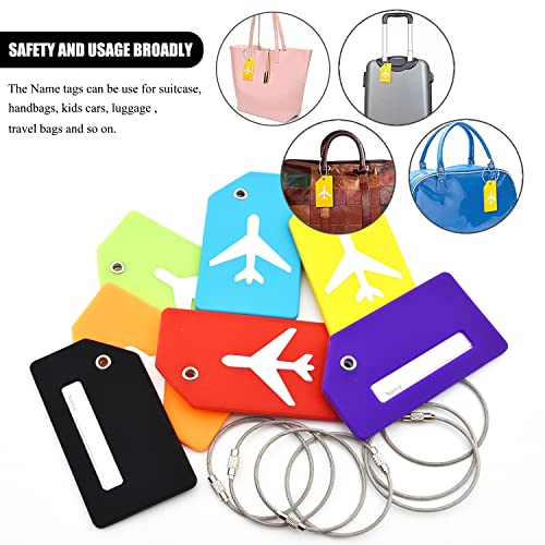7 Pack Silicone Luggage Tag Baggage Handbag Travel Suitcase Tags with Name ID Card Perfect to Quickly Spot Luggage Suitcase (Yellow)