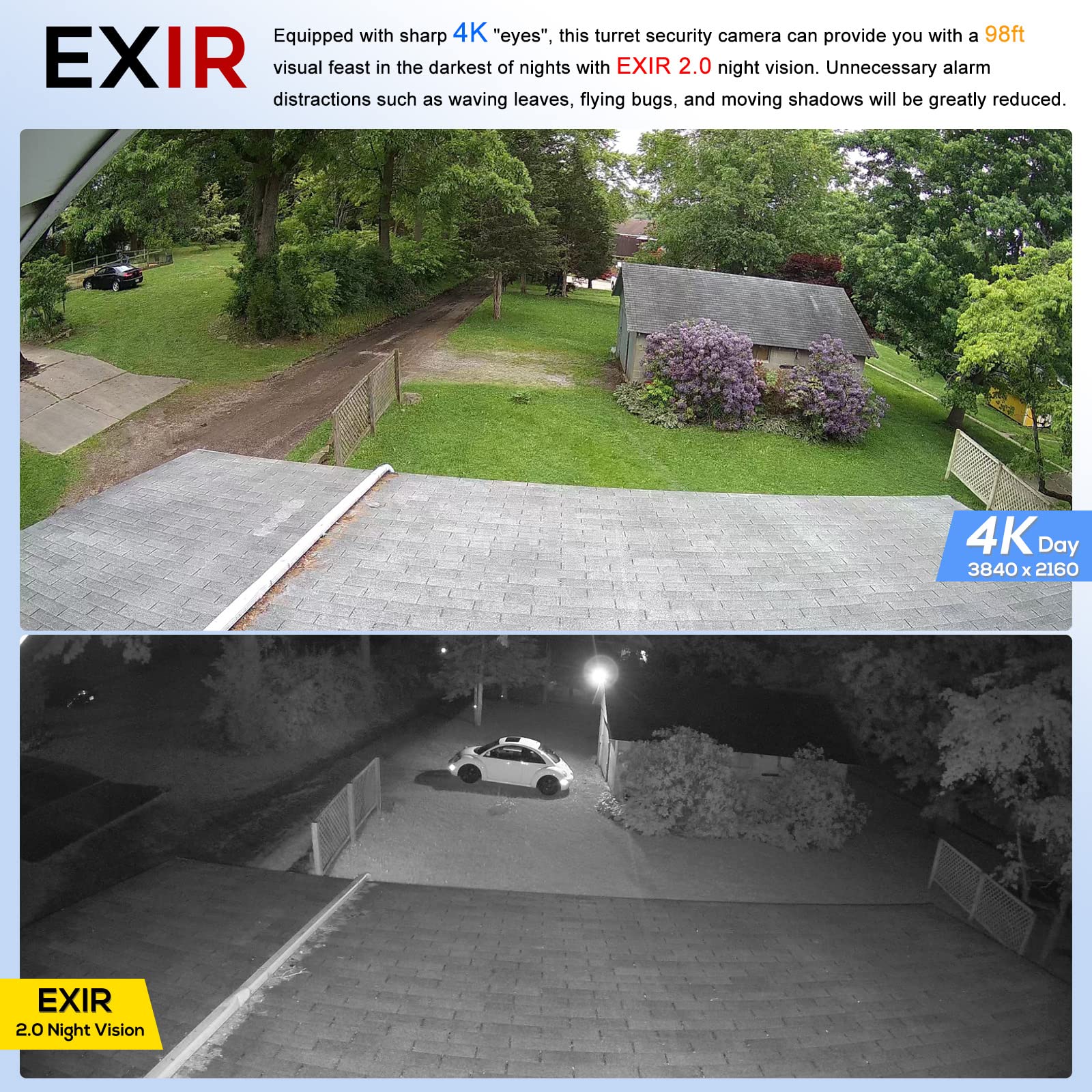 PANOEAGLE 4K PoE Security Camera, Compatible for Hikvision Outdoor 8MP Turret IP Camera with Human/Vehicle Detection,Built-in Mic,2.8mm Lens Wide Angle,98ft EXIR Night Vision, IP67 Waterproof(PG2385I)