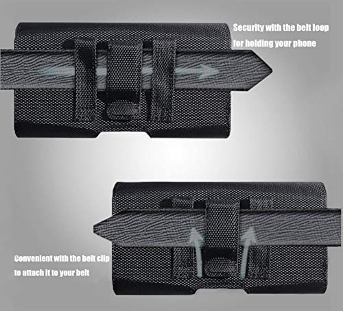 AH Military Grade Phone Holster Men Cell Phone Holsters Belt Case with Loop Cell Phone Nylon Clip Magnetic Pouch For Android Galaxy iPhone 12 Pro Max 6+ 7 Plus 8 Plus Holster Fit Commuter Case (Large)