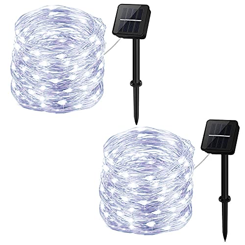 2 Pack Easter Day Outdoor Solar Lights, cshare 39.4FtSolar Pathway Lights, Waterproof 120 LED Solar Christmas Lights for Wedding Patio Yard Home Garden Party Pathway Decorations(Cool White)