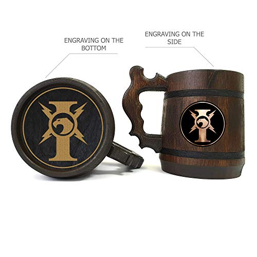 Adeptus Custodes Wooden Beer Mug, 40k Engraved Beer Stein, Custom Beer Gift for Gamer, Handmade Wooden Tankard