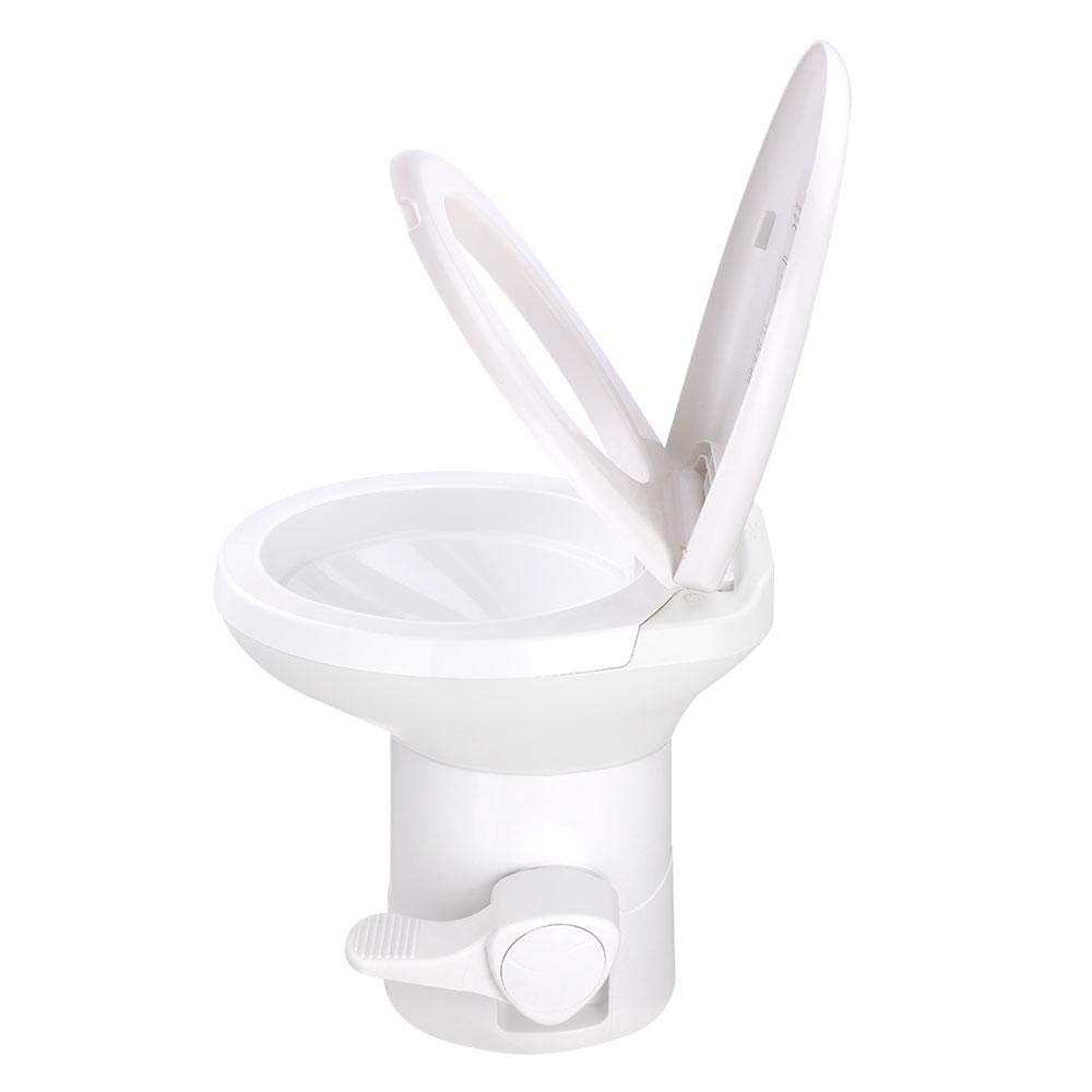 20" RV Camper Toilet Gravity Flush Toilet Foot Pedal White HDPE for Home Caravan Travel Camping