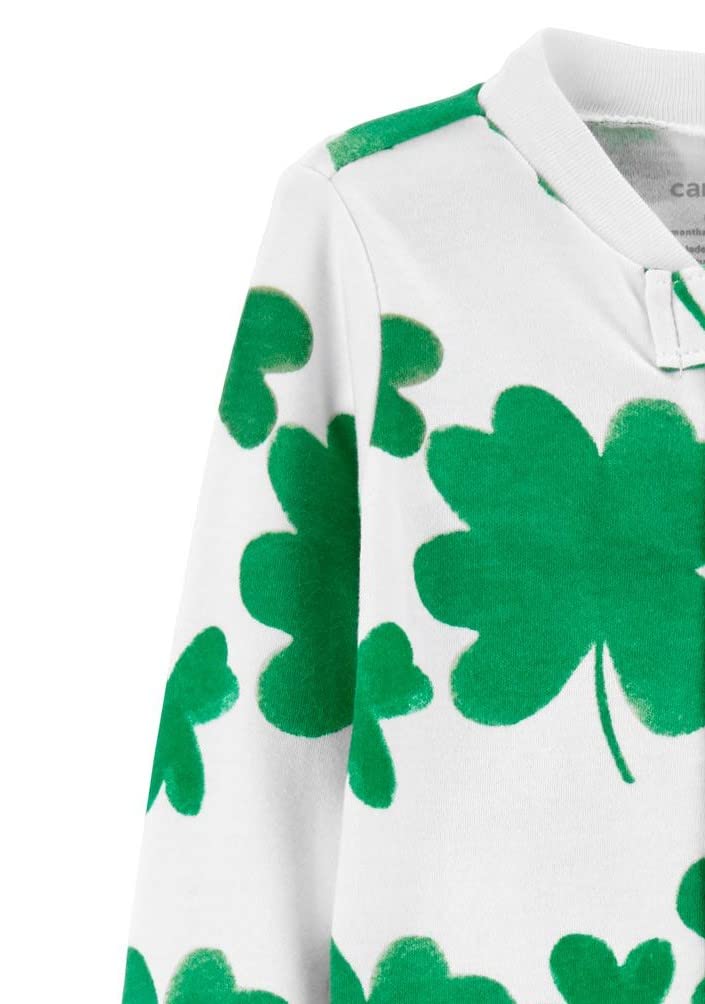 Carter's Unisex Baby St. Patrick's Day Jumpsuit (3 Months, White/Green)