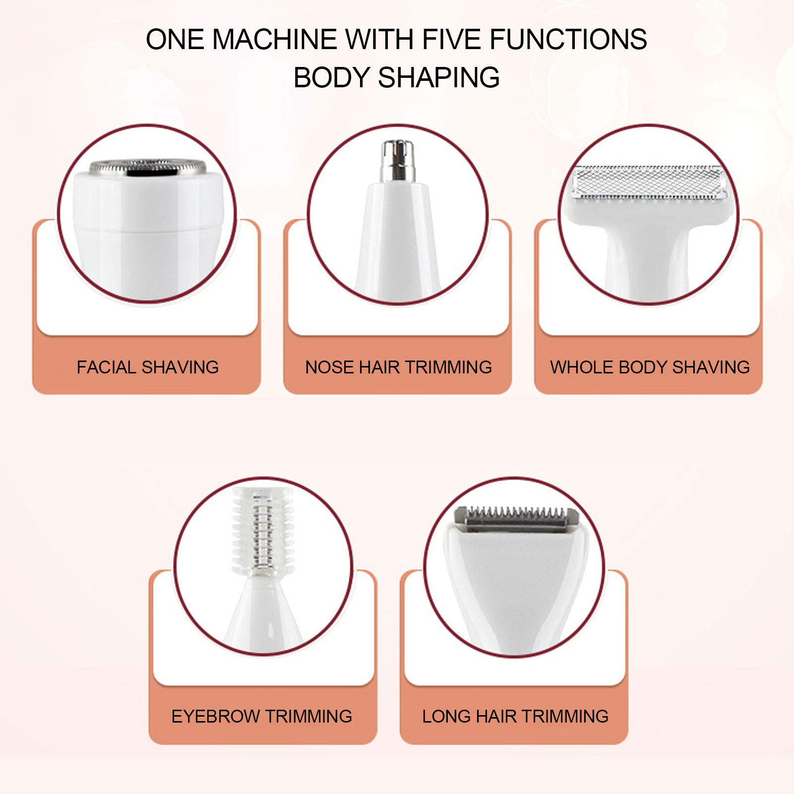 Female Epilator, Multifunctional Electric Usb Rechargeable Female, Painless 5-In-1 Epilator, Suitable For Whole Body Shaving Ladies And Men