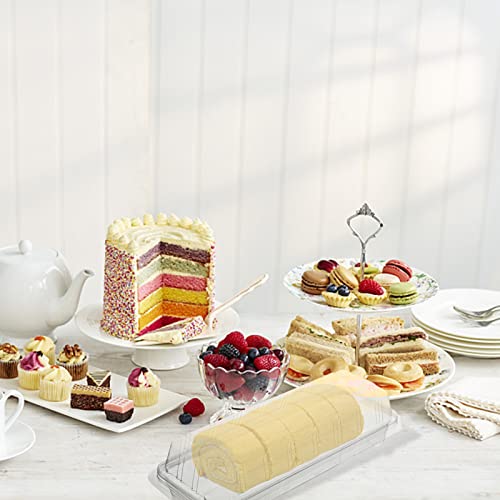 50 Pcs Transparent Cake Swiss Roll Container Food Container for Baking Plastic Containers with Lids 8.66 x 3.35 x 1.97β Clear Cake Container Disposable to Go Box for Restaurants Delivery Takeout
