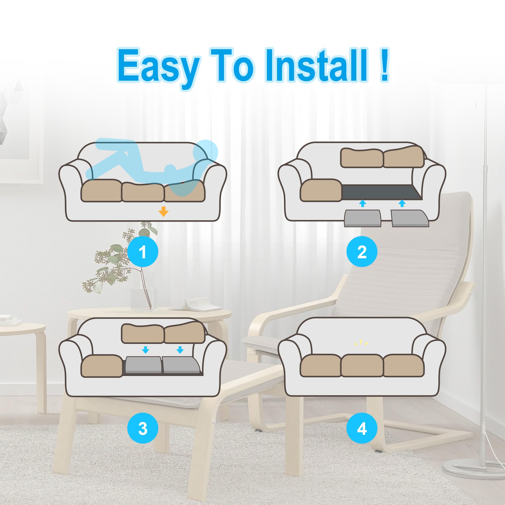 20" x 20" Foam Cushion Couch Cushion Support - Living Room Sofa Sag Support - High-Density Sag Repair Replacement for Sofa Couch Loveseat Chair (3)