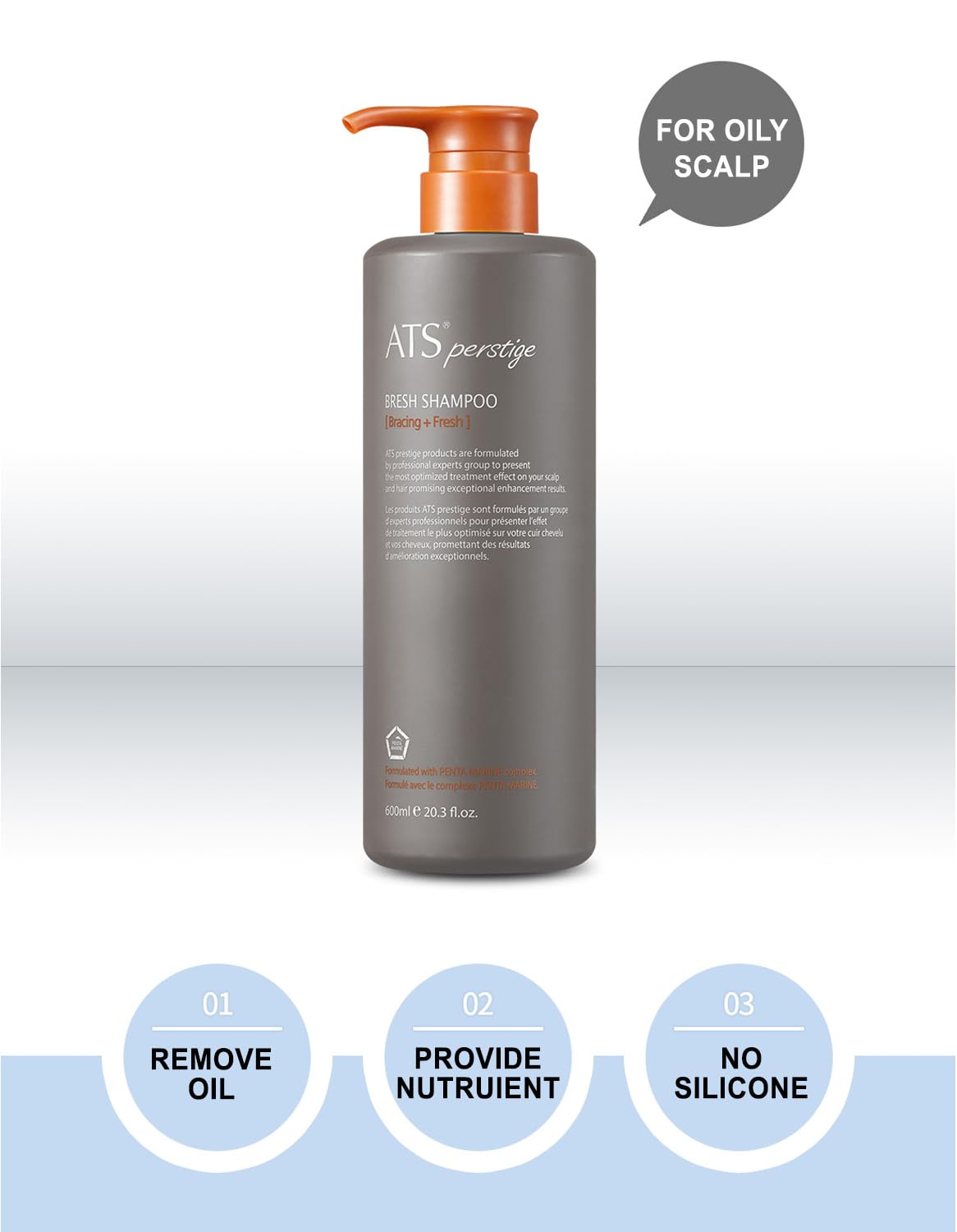 ATS Perstige Bresh Shampoo - 600ML, Oily Scalp and Soothing Silicone Free Shampoo