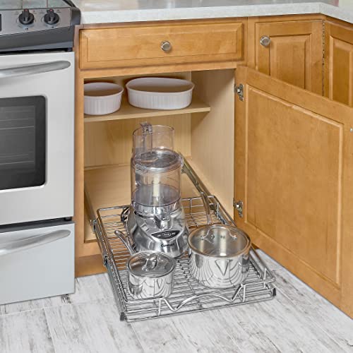 Hold N' Storage Pull Out Cabinet Drawer Organizer, Heavy Duty-with 5 Year Limited Warranty- Slide Out Shelves, -17βW x 21βD - Requires at Least a 18-1/4β Cabinet Opening, Steel Metal, Chrome Finish