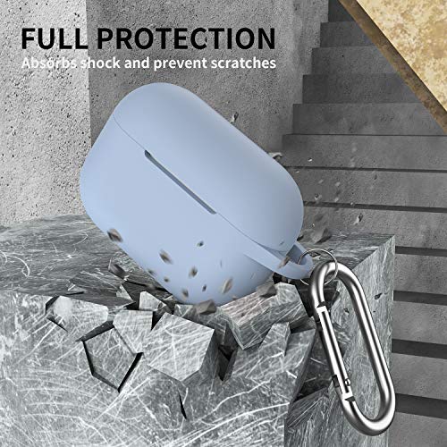 GMUDA for AirPods Pro(2nd Generation/1st Generation),Protective Silicone Cover with Keychain,Compatible with Apple AirPods Pro 2, Front LED Visible (Denim Blue)