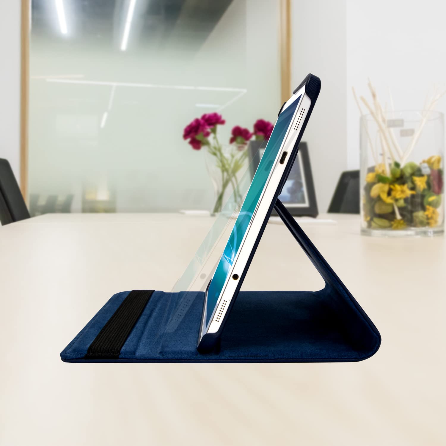 Case for Samsung Galaxy Tab S2 9.7 inch 2015 (SM-T810 T813 T815 T817 T818 T819), 360 Degree Rotating Stand Case Smart Protective Cover, Bonus Stylus Pen,Screen Film (Deep Blue)