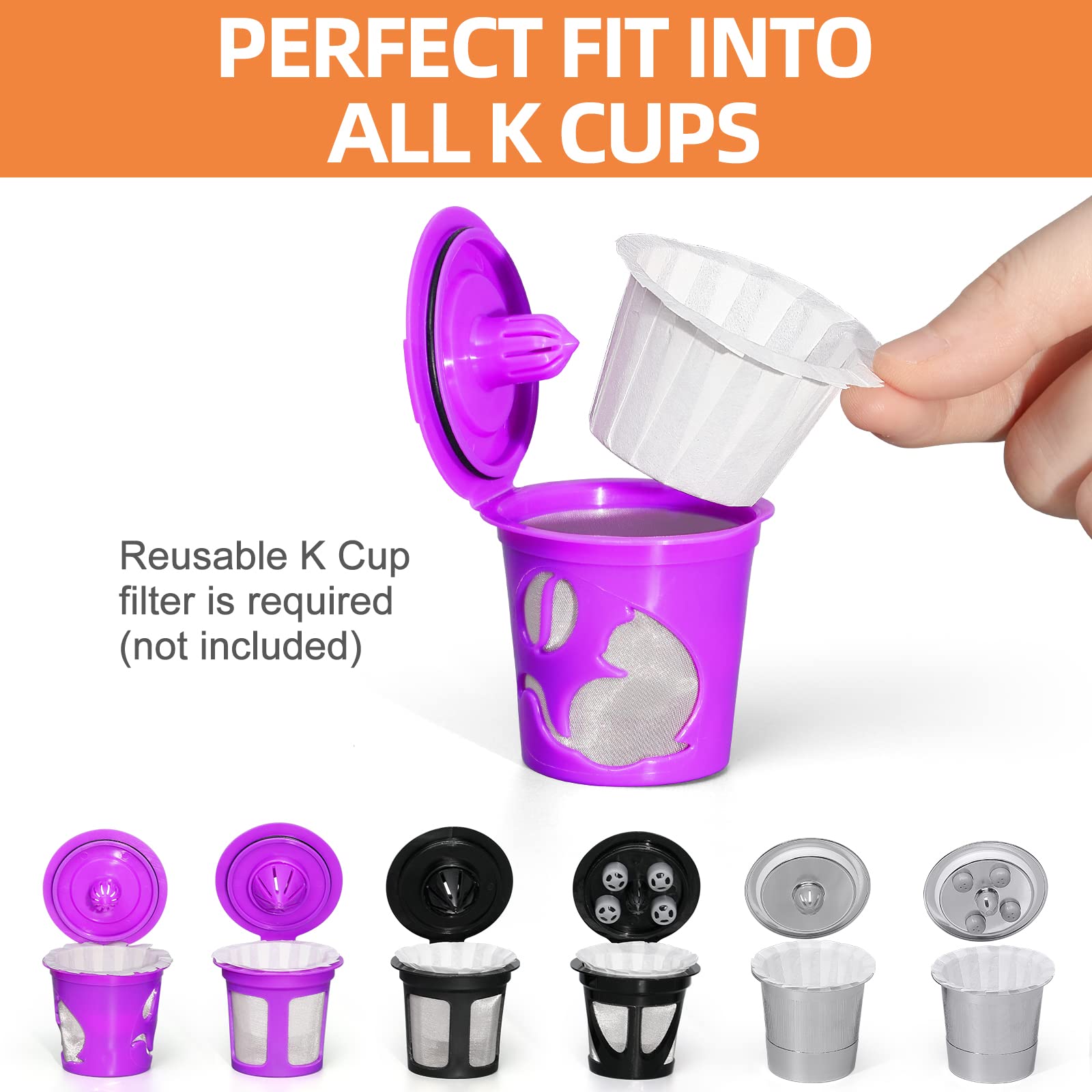 200 Count Fanativita K Cup Coffee Filters Disposable for Keurig Single Cup, Compatible with All Reusable K Cups (White)