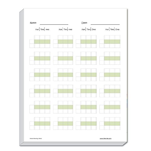 Channieās Triple Digit Math Line-Up Pad for 3 Digit Addition Subtraction 250 Pages Counted Front & Back, 125 Sheets, Grades 2nd & 3rd, Size 8.5ā x 11ā