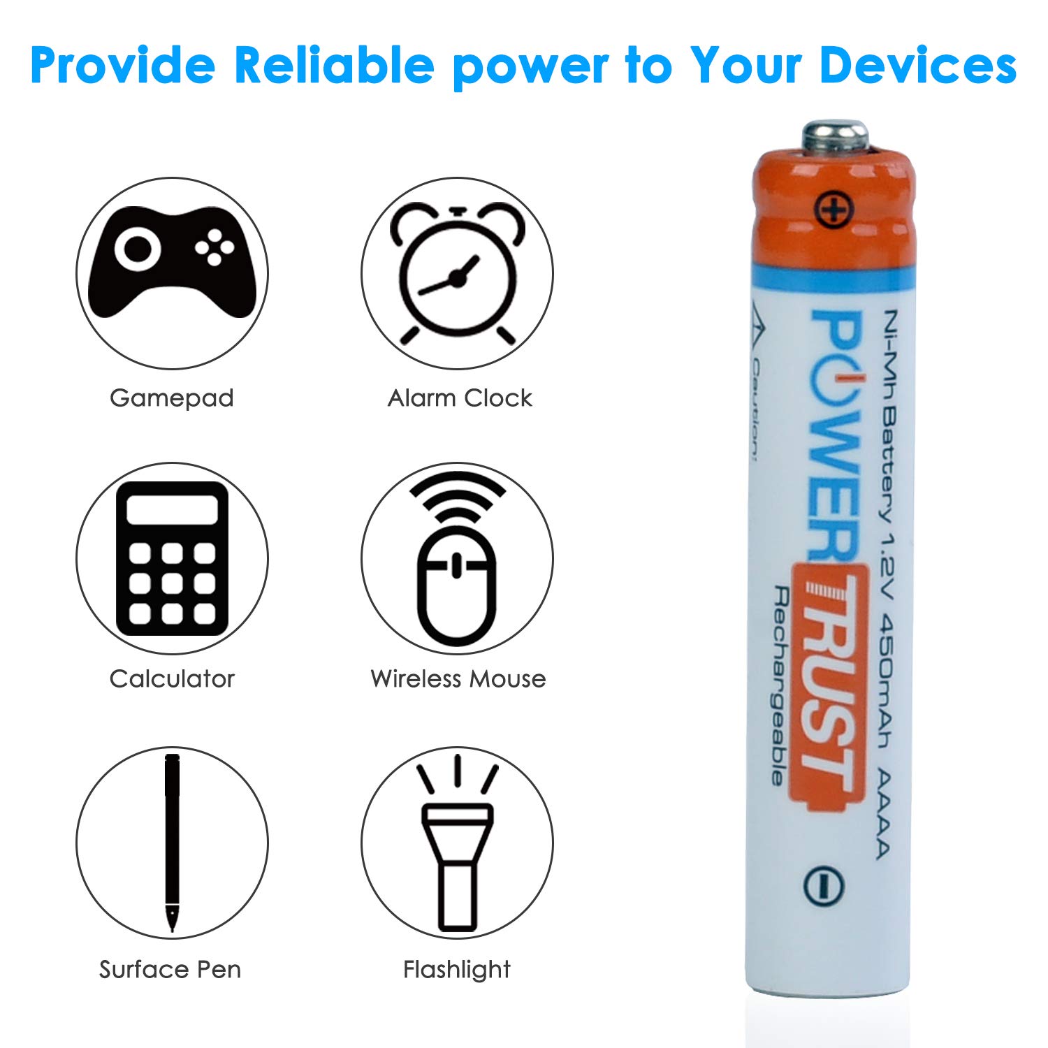 PowerTrust 2Pack AAAA Rechargeable Batteries and Charger for Flashlight Calculator Alarm Clock MP3 Player Surface Pen Battery and Other Rechargeable Electric Batteries
