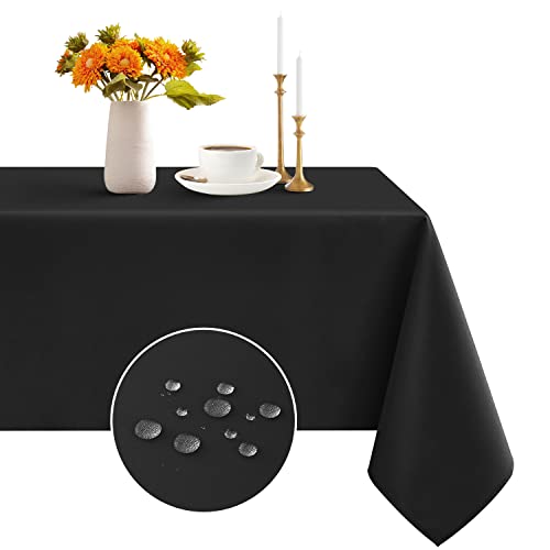 Romanstile Rectangle Tablecloth - Waterproof and Wrinkle Resistant Washable Polyester Table Cloth for Kitchen Dining/Party/Wedding Indoor and Outdoor Use (60 x 84 inch,Black)