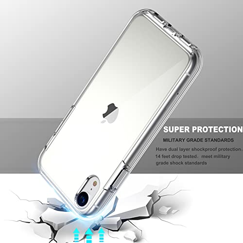 COOLQO Compatible for iPhone XR Case, with [2 x Tempered Glass Screen Protector] Clear 360 Full Body Coverage Hard PC+Soft Silicone TPU 3in1 [Heavy Duty Shockproof Defender] Phone Protective Cover