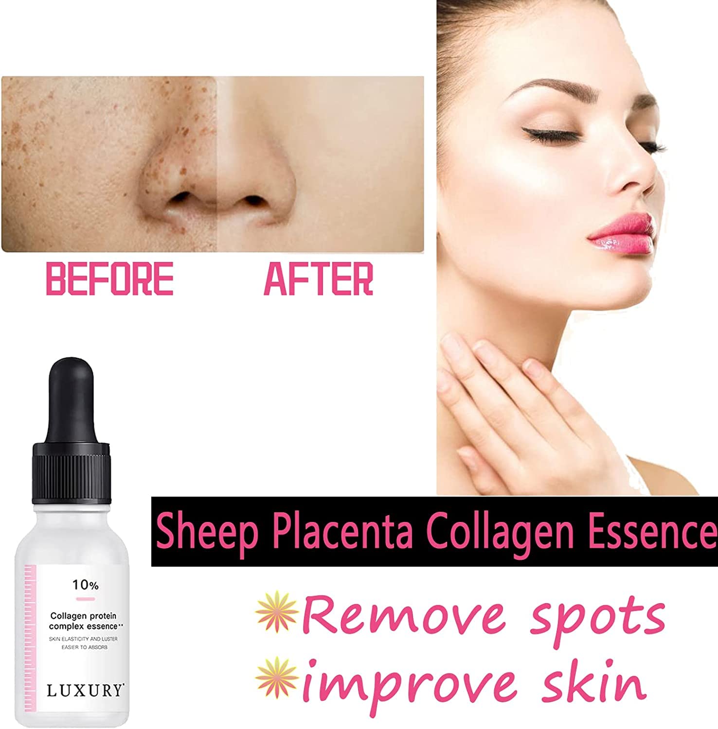 2 PCS Sheep Placenta Collagen Serum,Blemish Skin Corrector Serum Luxury,Luxury Collagen Protein Complex Essence Serum