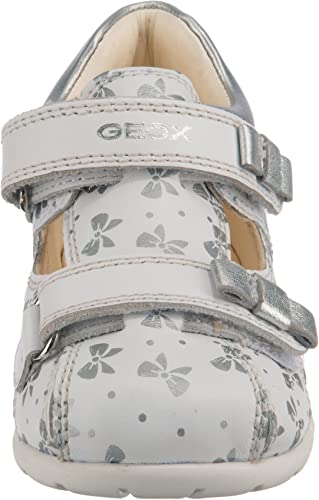 Geox Baby Girls Low-Top Trainers First Steps, White Silver, 3 Infant