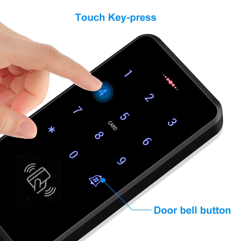 HFeng RFID Access Control System Kit Outdoor IP68 Waterproof Access Control Keypad + NC Fail Safe Electric Strike Locks + DC12V Power Supply + 10pcs 125KHz EM4100 Keyfobs Cards
