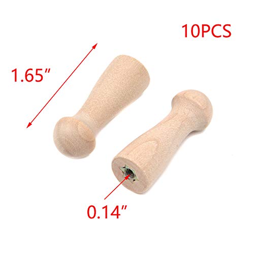 T Tulead 0.59"x1.65" Wood Hook Coat Hook Clothes Hooks Kitchen Bathroom Hooks Pack of 10 with Mounting Screws