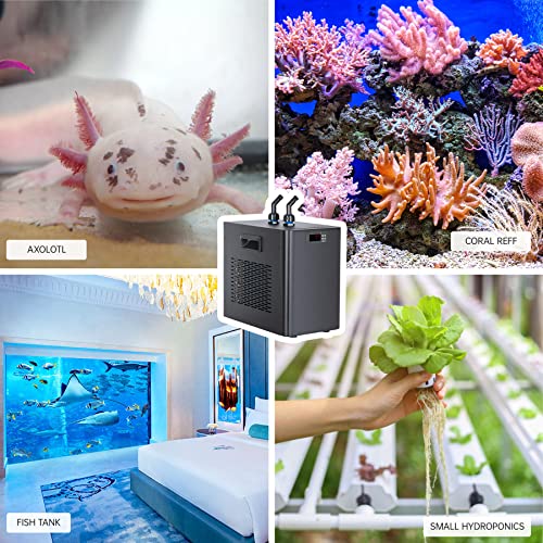 Aquarium Chiller for Fish Tank - 42GAL 1/10HP Water Chiller with Quiet Design Compressor - Refrigeration for Hydroponic System Axolotl Jellyfish Coral 160L
