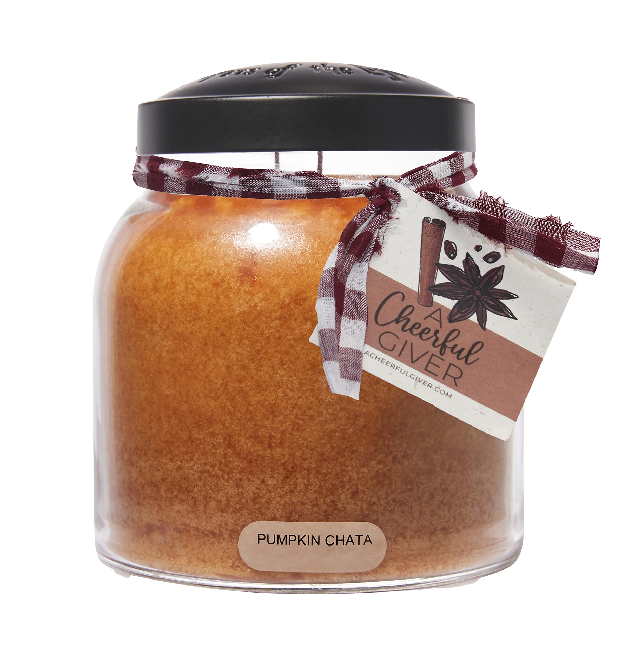 A Cheerful Giver - Pumpkin Chata - 34oz Papa Scented Candle Jar with Lid - Keepers of the Light - 155 Hours of Burn Time, Gift for Women, Orange